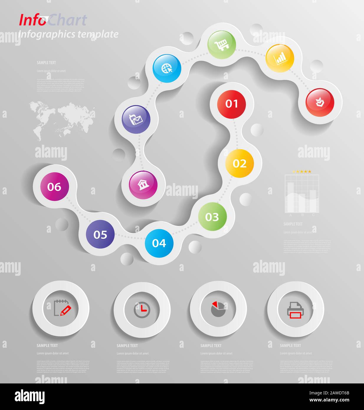 Stylized presentation template with empty text boxes and embellishment ...