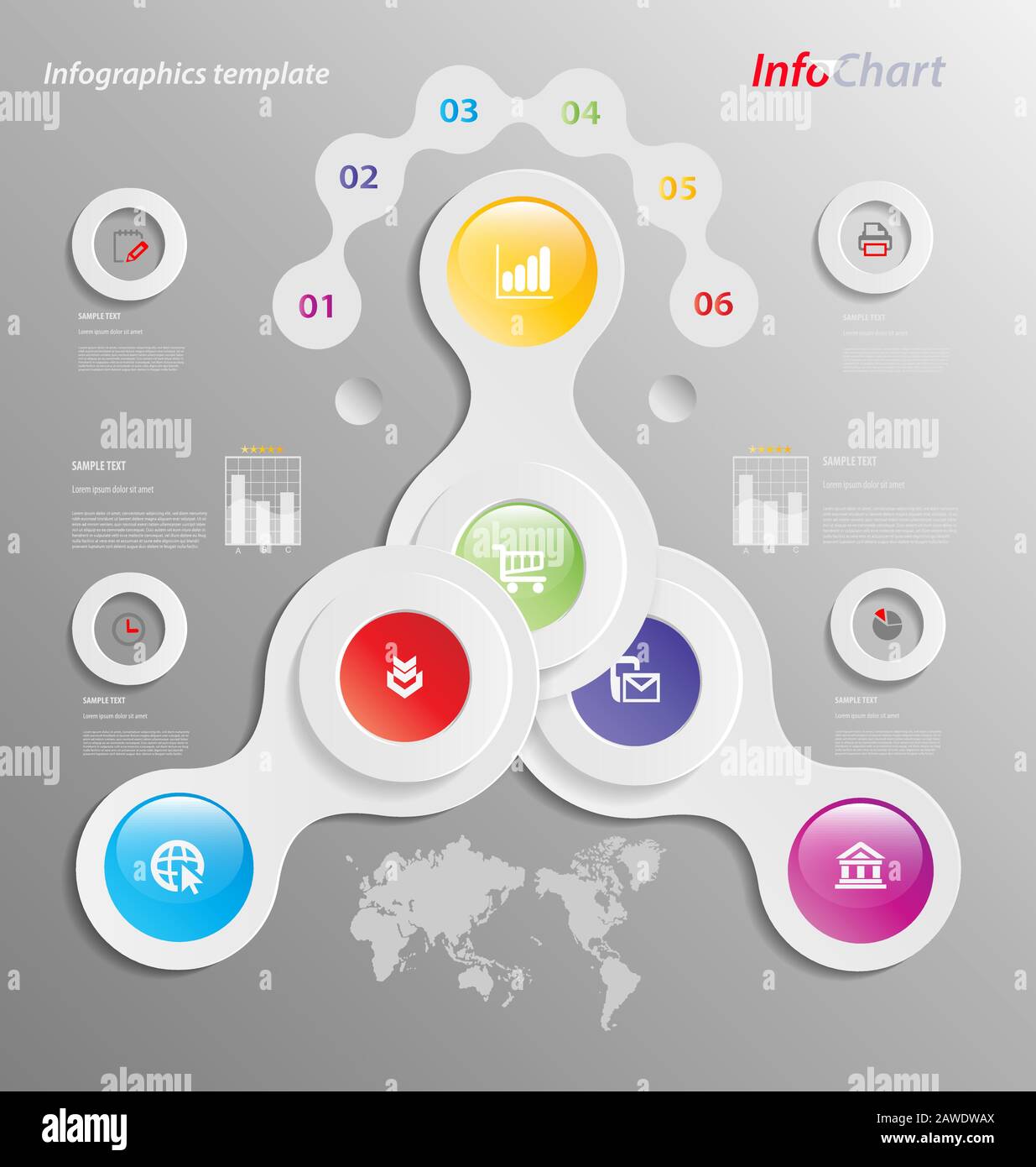 Stylized presentation template with empty text boxes and embellishment ...