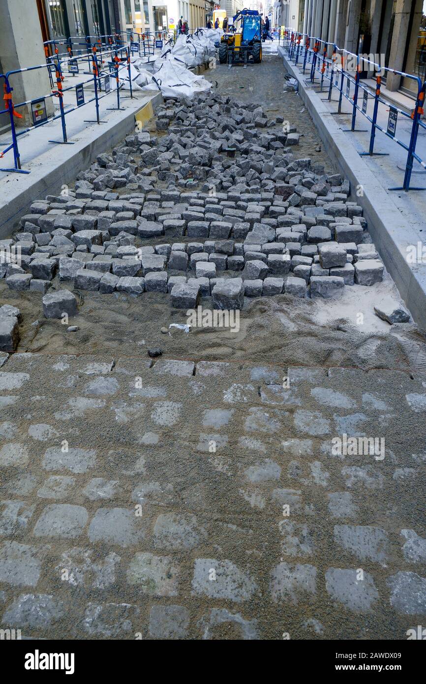 Paving of a street surface, Sala street, Lyon, France Stock Photo - Alamy
