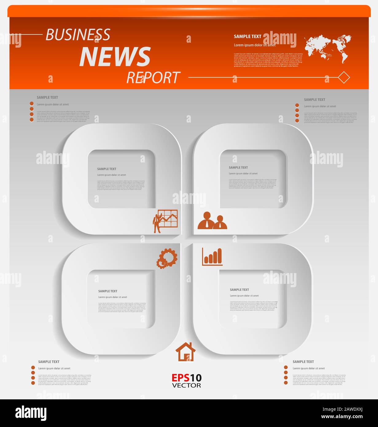 Stylized presentation template with empty text boxes and embellishment ...