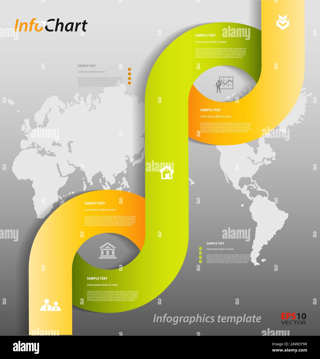 Stylized presentation template with empty text boxes and embellishment ...