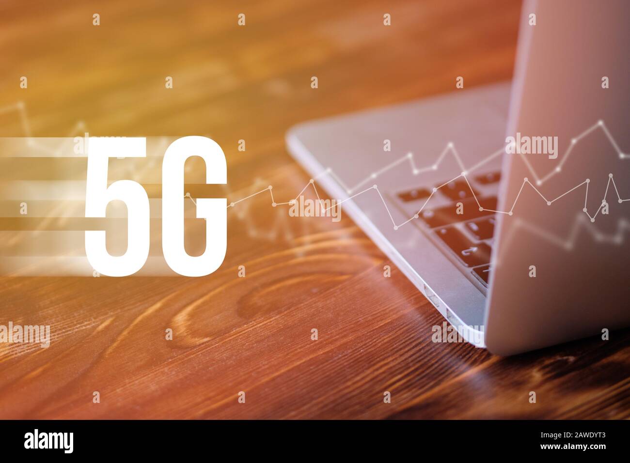 Abstract image of high-speed networks 5G with lines of communication ...