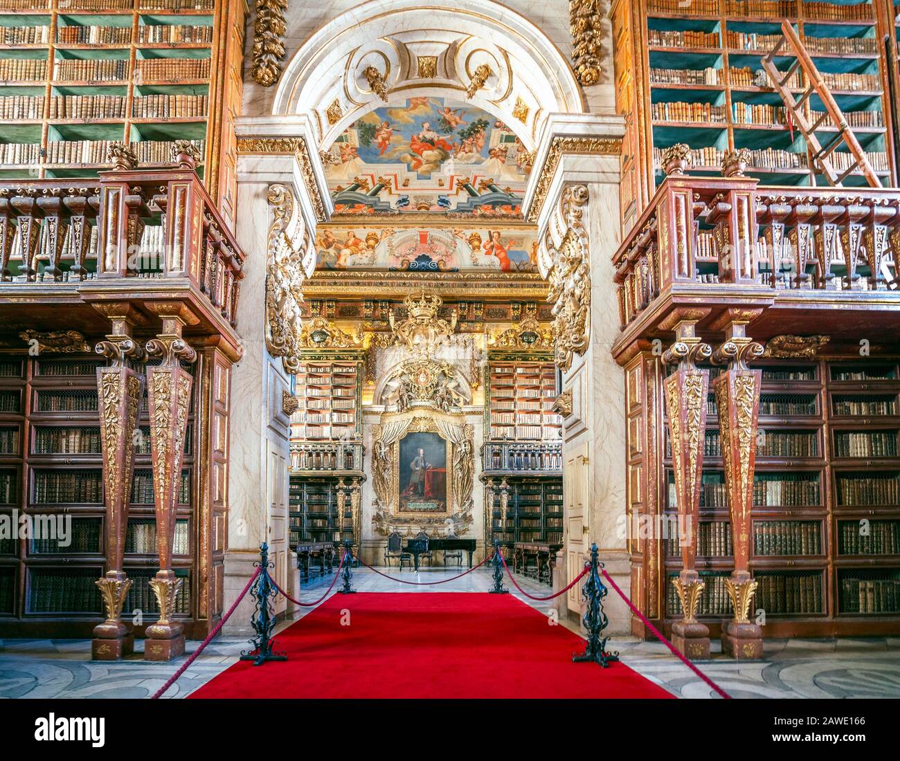 Amazing interioir of library in historic University of Coimbra ...