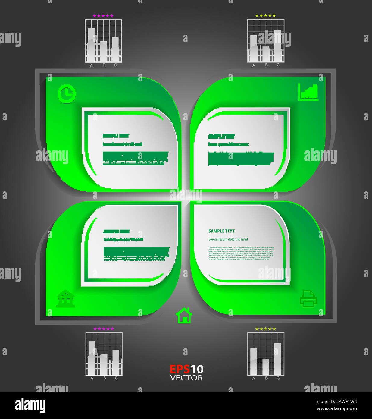Stylized presentation template with empty text boxes and embellishment ...