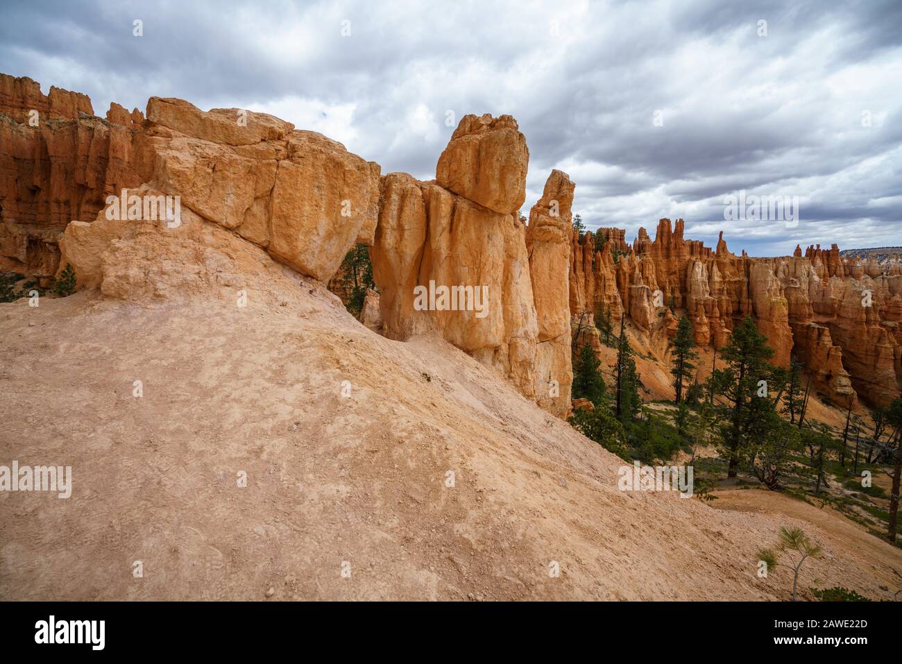 hiking the peek-a-boo loop in the bryce canyon national park in utah in ...
