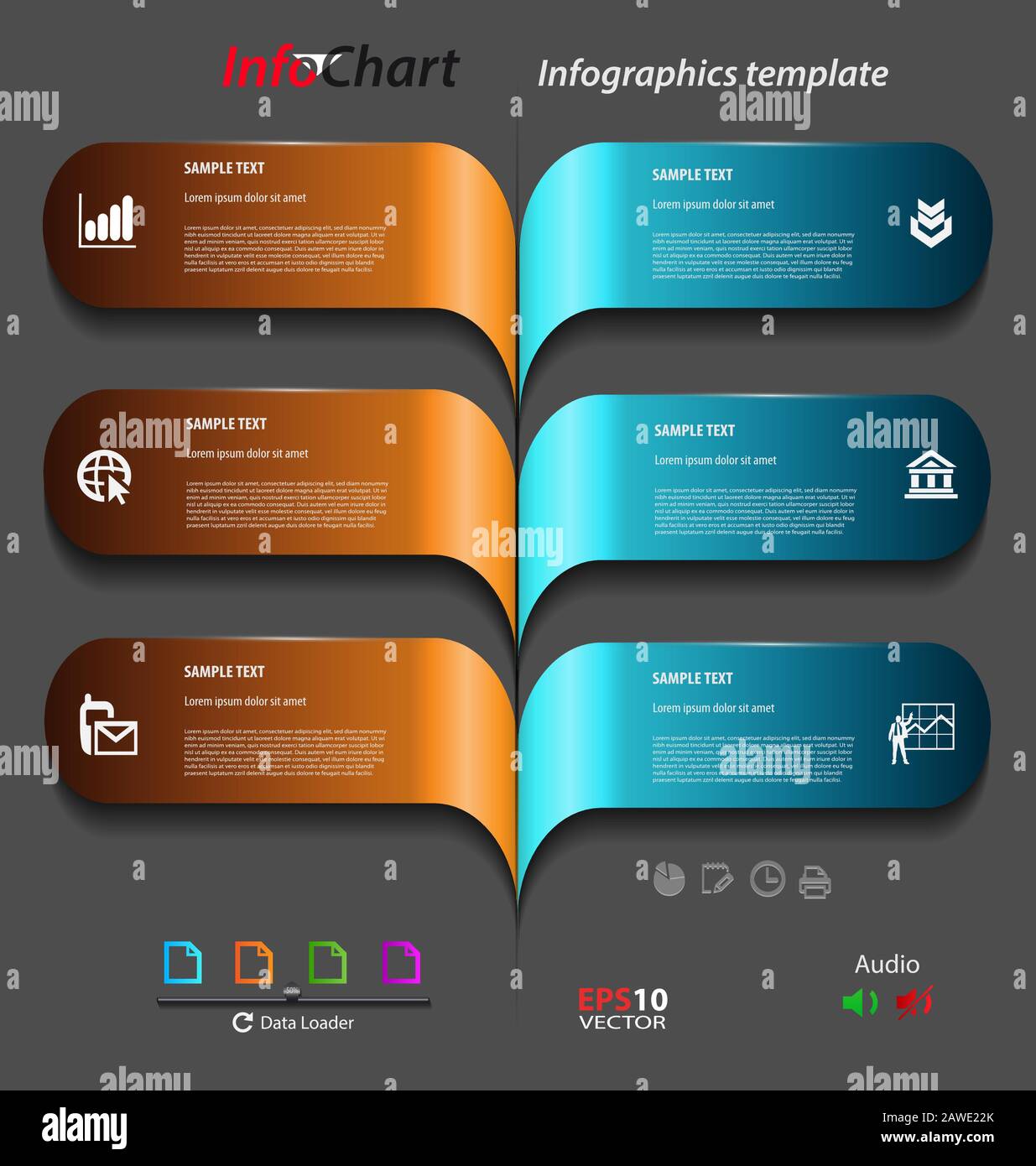 Stylized presentation template with empty text boxes and embellishment ...