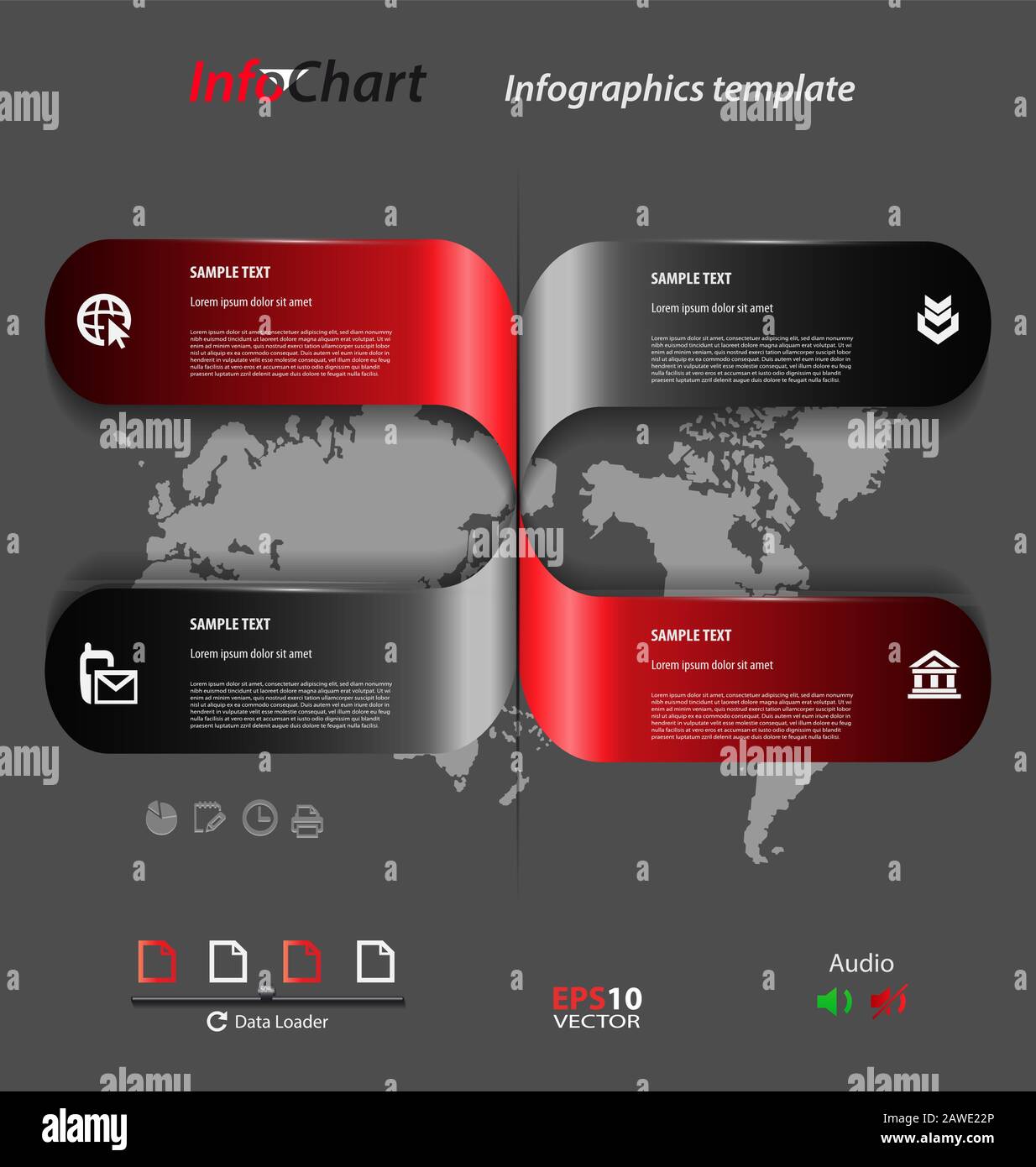 Stylized presentation template with empty text boxes and embellishment ...