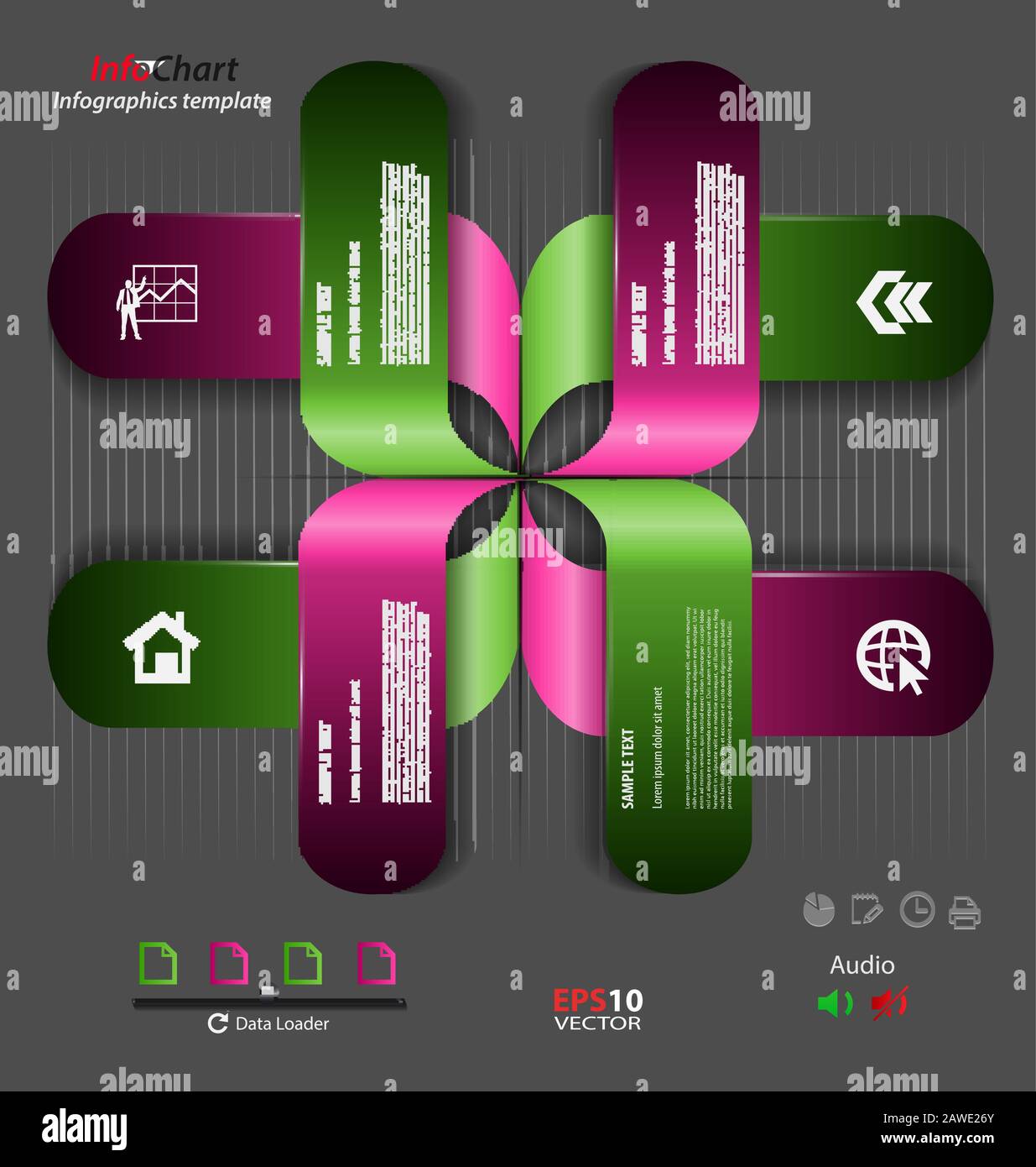 Stylized presentation template with empty text boxes and embellishment ...