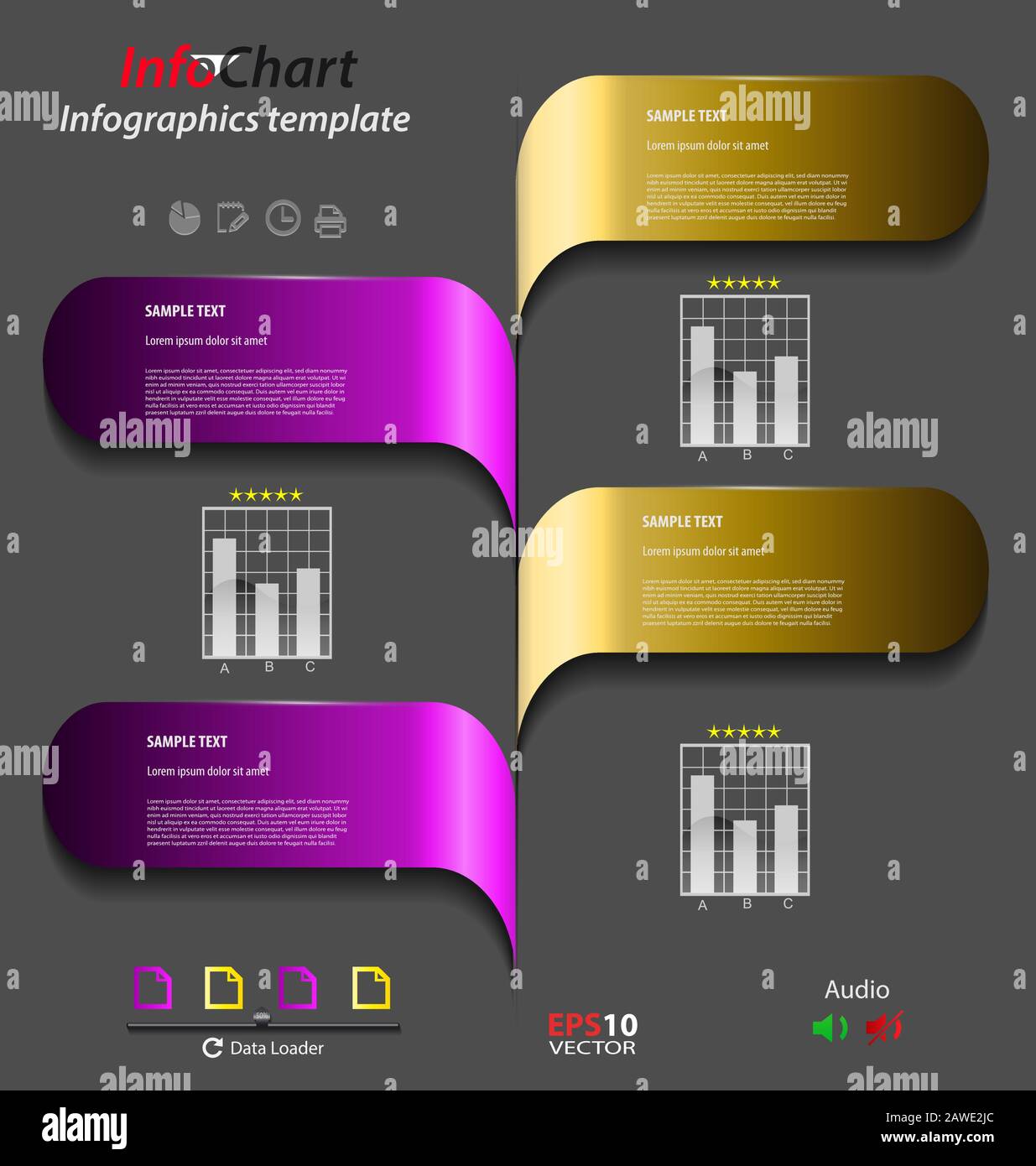 Stylized presentation template with empty text boxes and embellishment ...