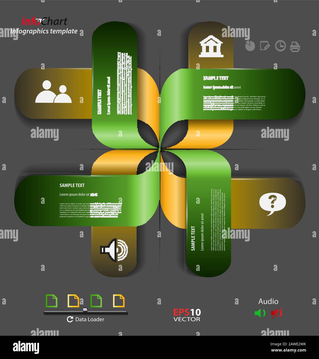 Stylized presentation template with empty text boxes and embellishment ...