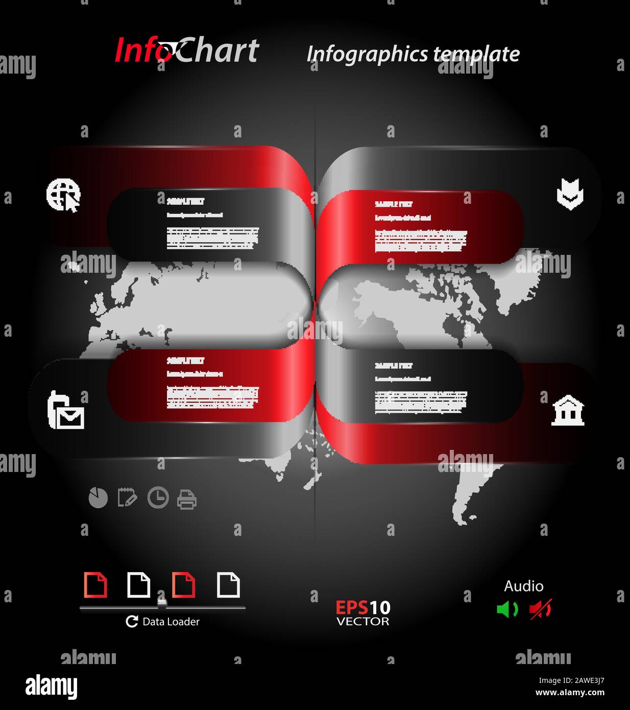 Stylized presentation template with empty text boxes and embellishment ...