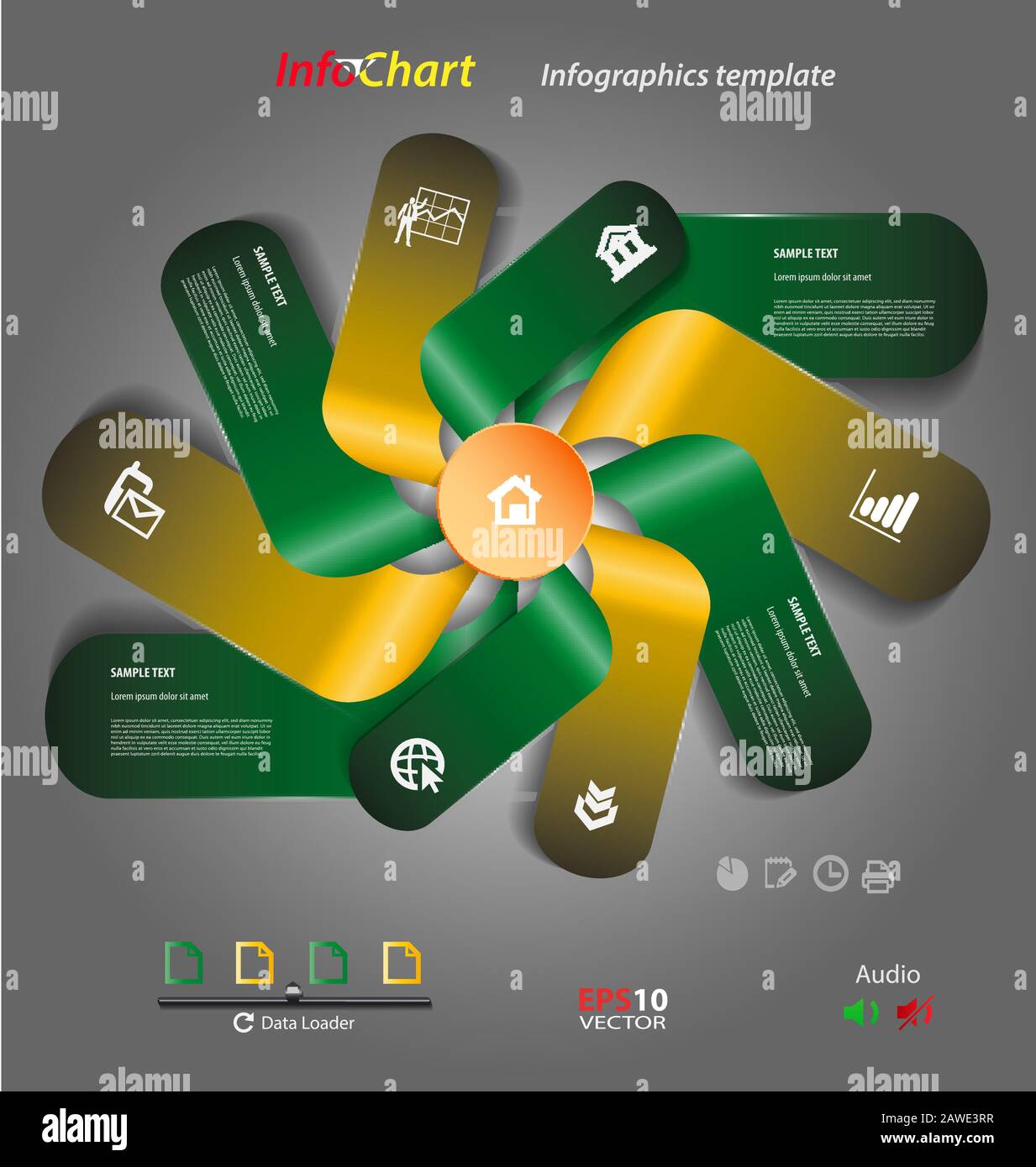 Stylized presentation template with empty text boxes and embellishment ...