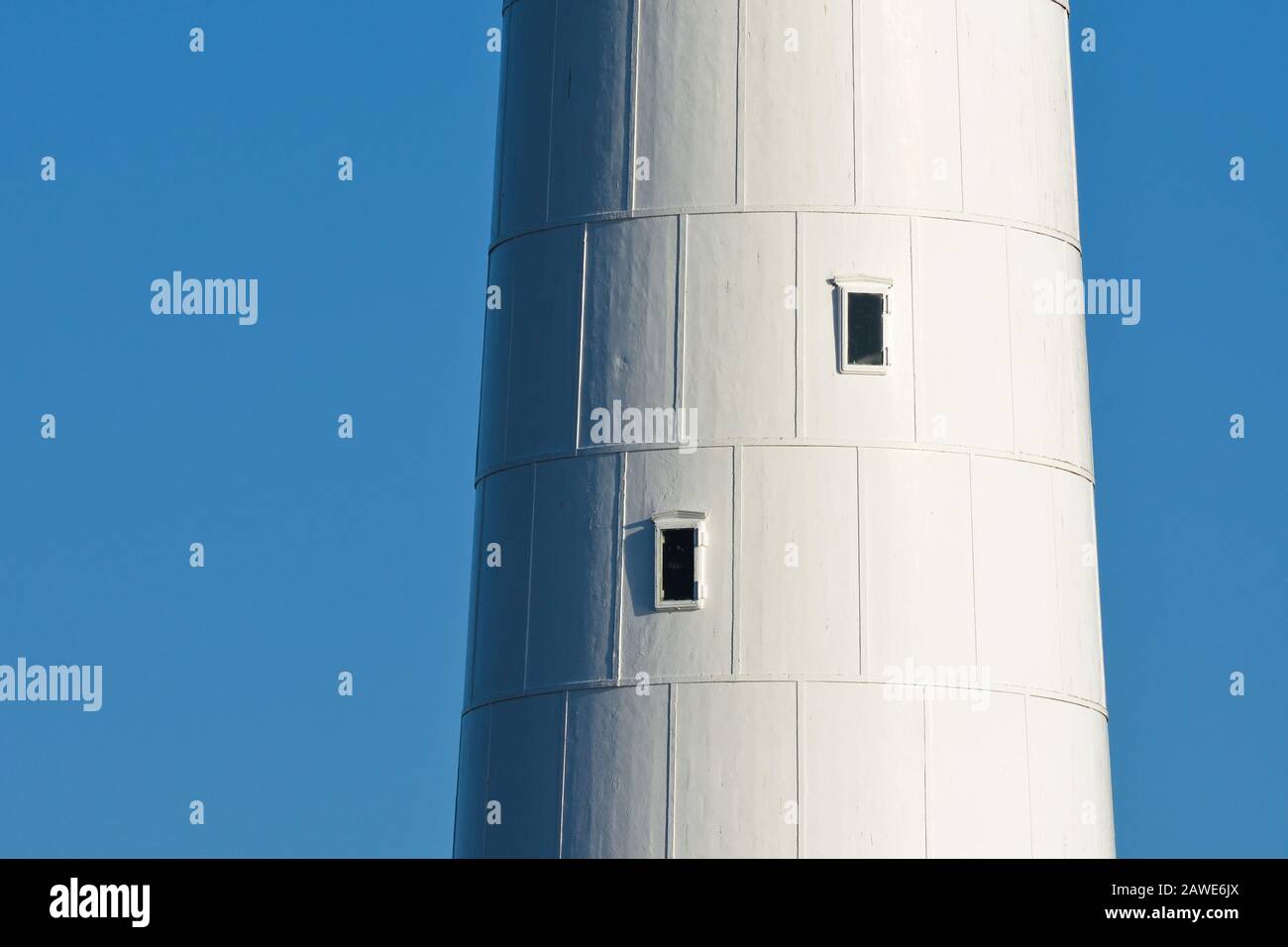 Round White Lighthouse Tower Structure Close-up Stock Photo - Alamy