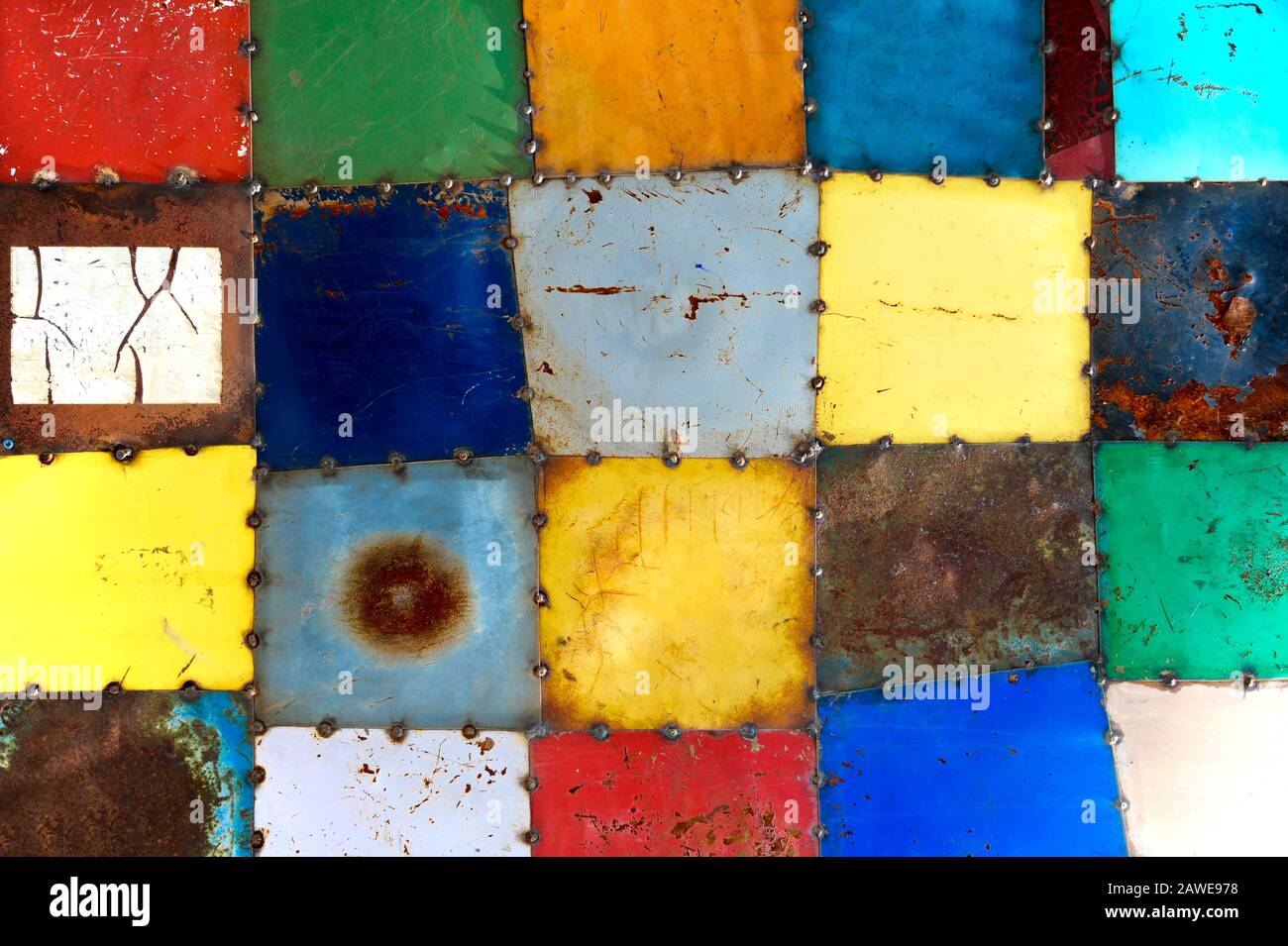 Abstract Multicolored Painted Metal Squares Stock Photo - Alamy