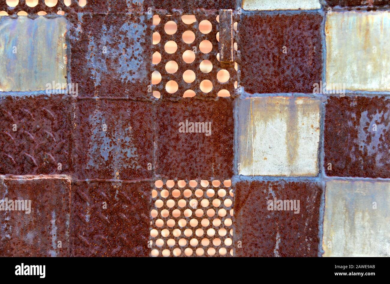 Abstract Background of Rusted Metal Squares Stock Photo - Alamy
