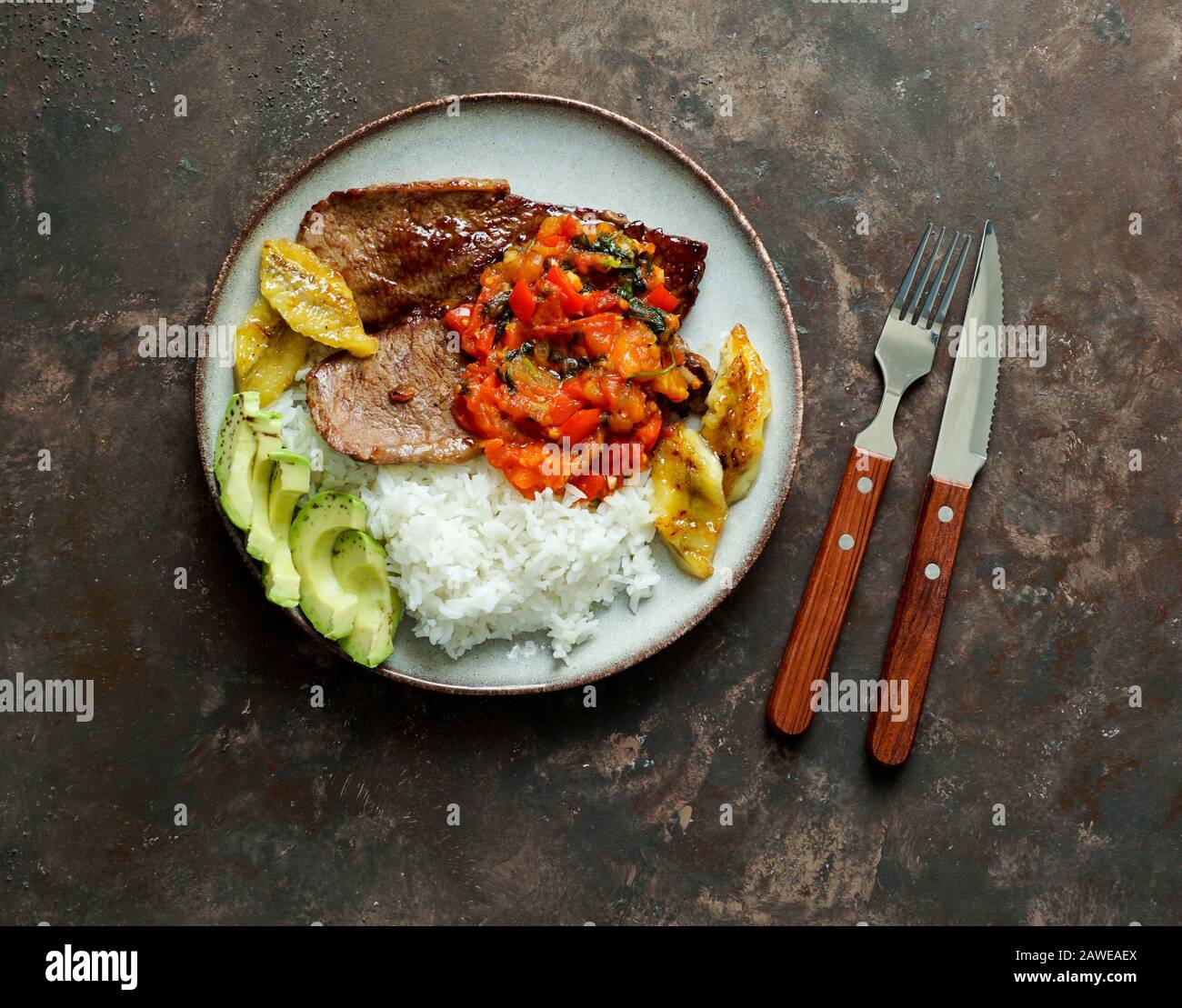 El Bistec a la Criolla - colombian dish traditional - beef steak with ...
