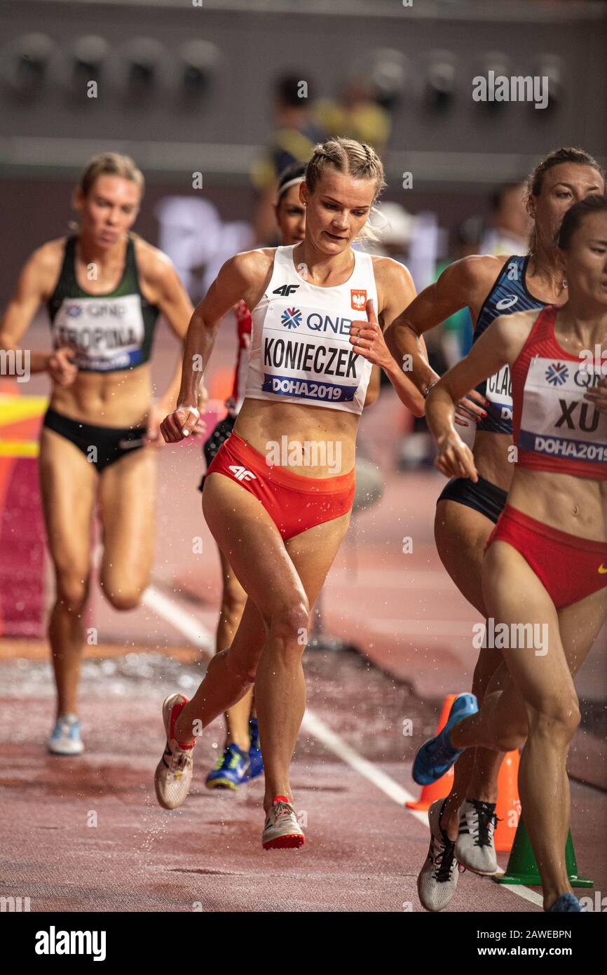 DOHA - QATAR - SEP 27: Alicja Konieczek (POL) competing in the women’s 3000m steeplechase heats ...