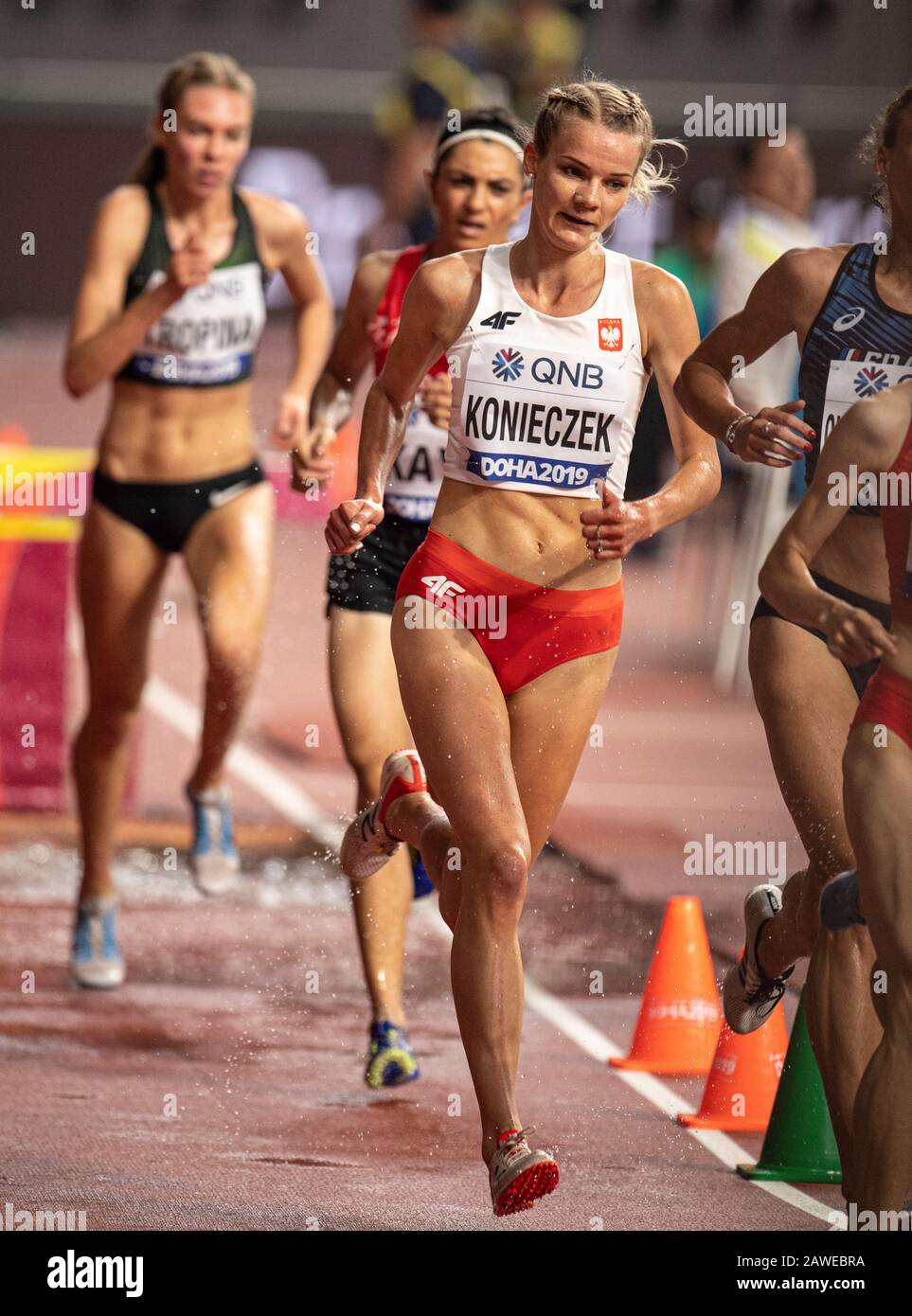 DOHA - QATAR - SEP 27: Alicja Konieczek (POL) competing in the women’s 3000m steeplechase heats ...