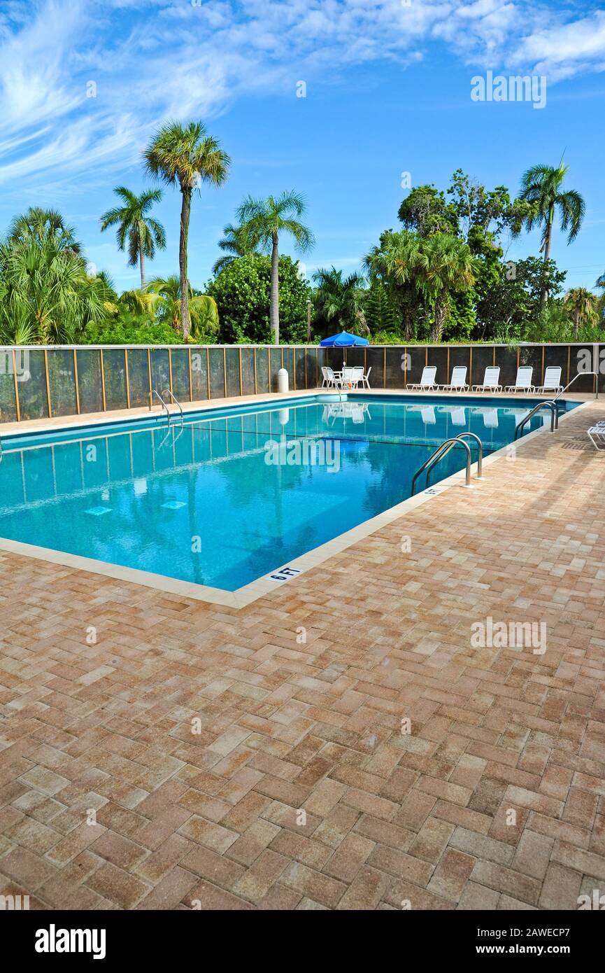 Large Outdoor Swimming Pool in Tropical Setting Stock Photo - Alamy