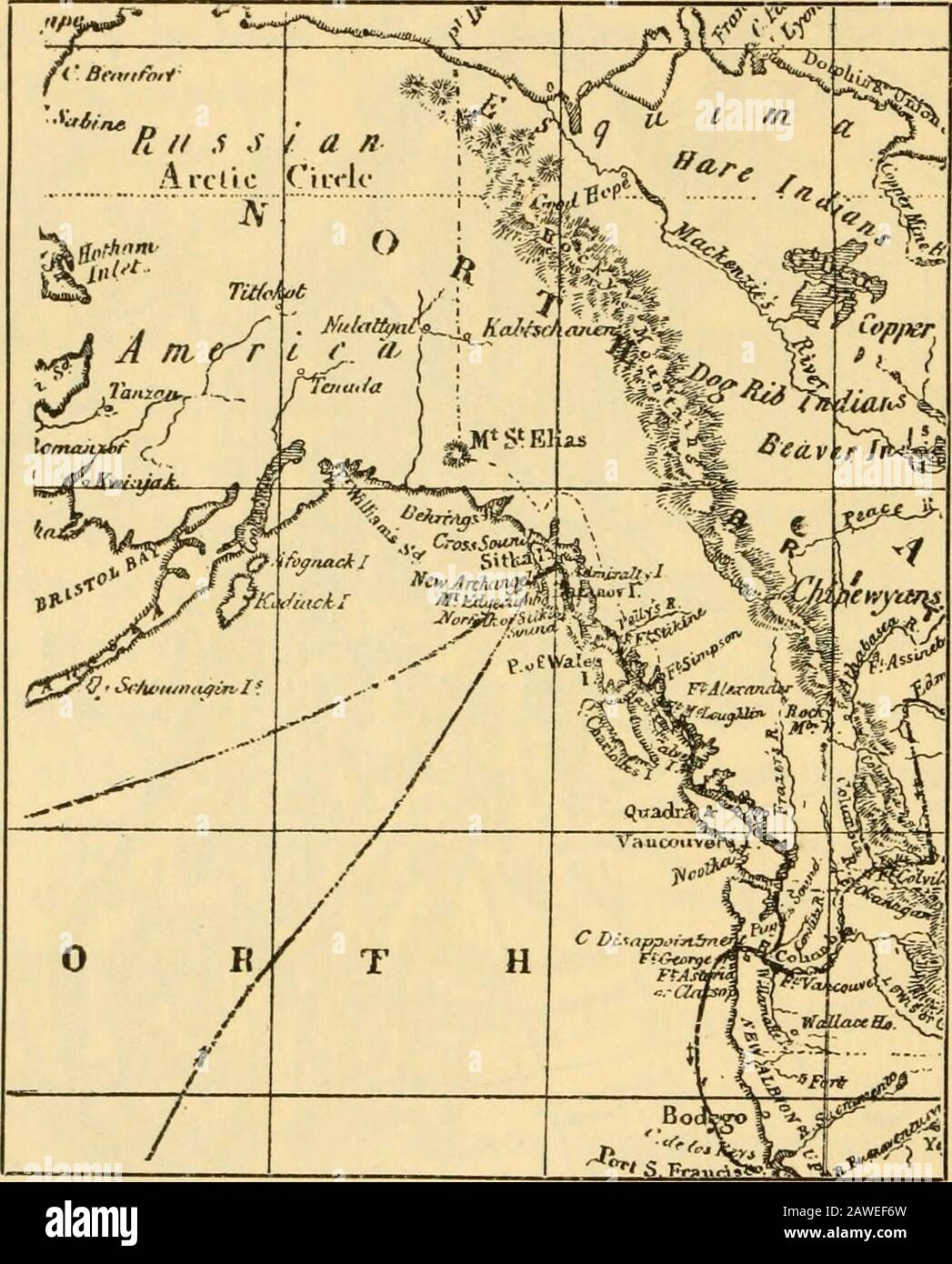 The Alaska frontier . Map of Duflot de Mofras, Public par ordre du Roi ...