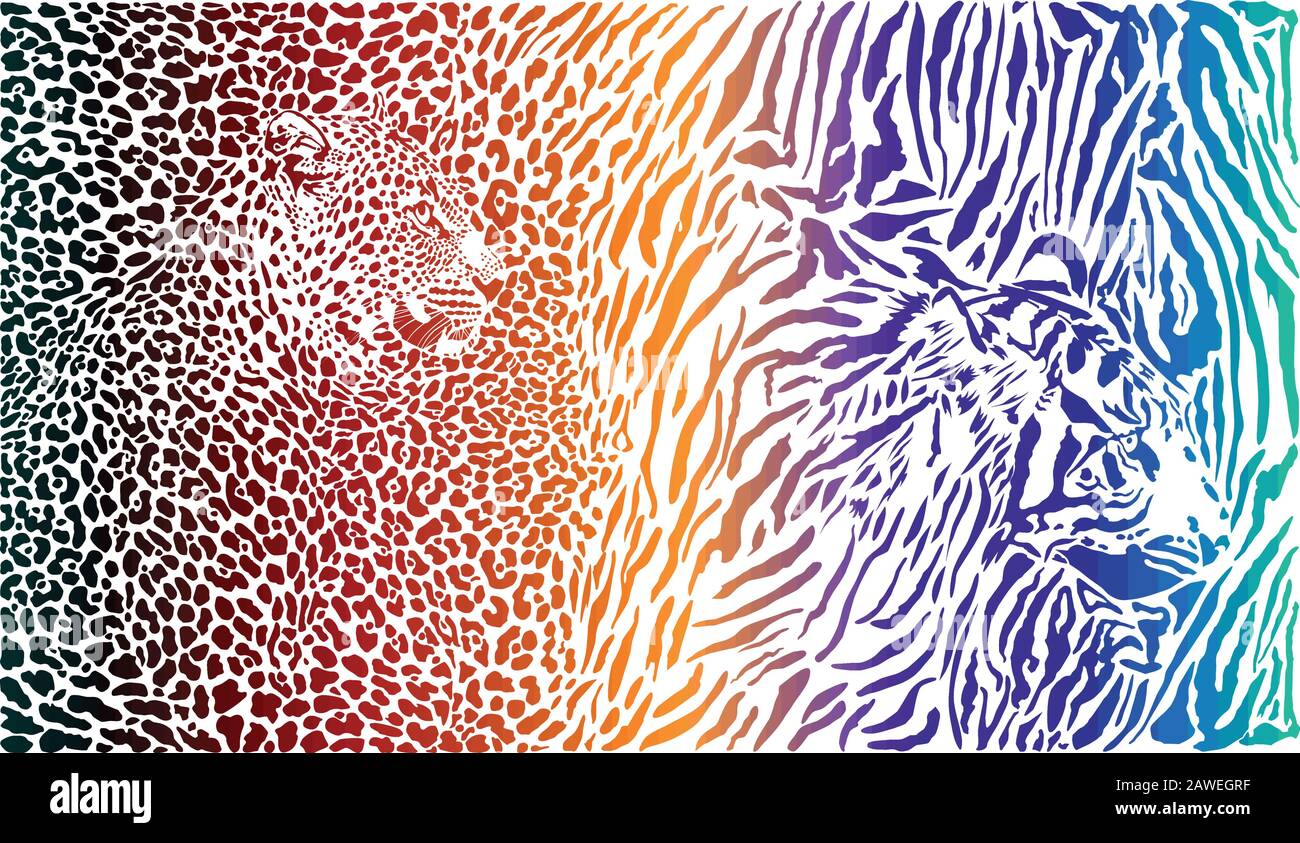 Leopard and tiger and color pattern background Stock Vector Image & Art ...