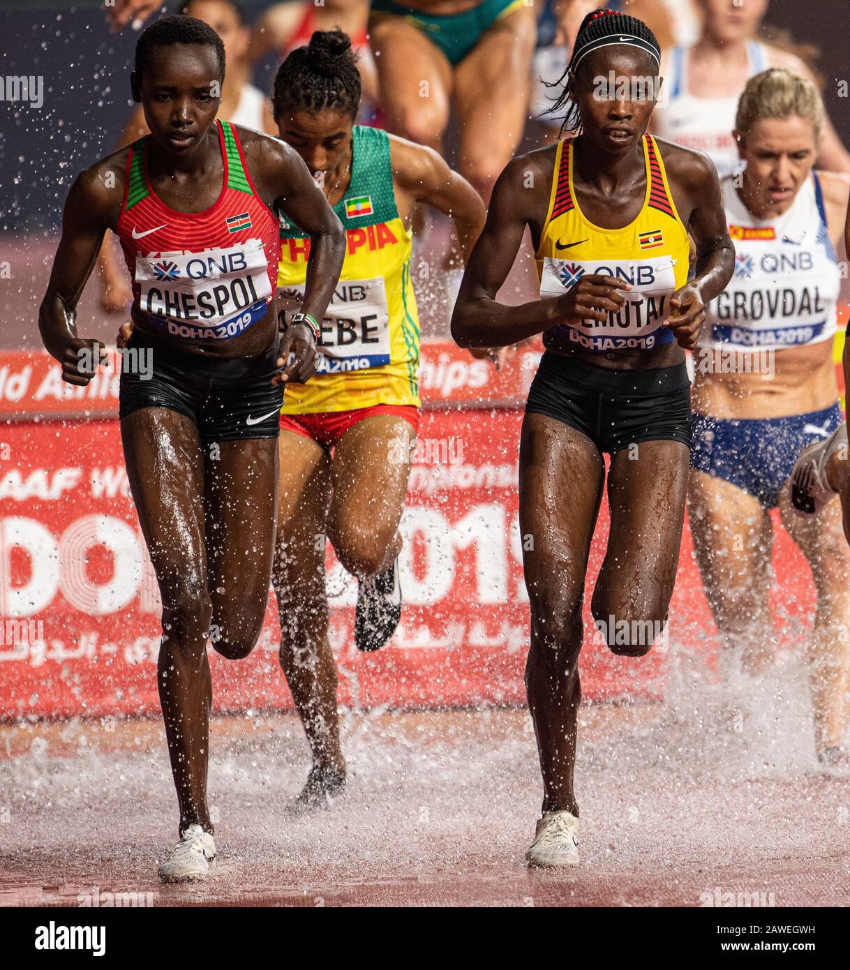 DOHA - QATAR - SEP 27: Peruth Chemutai (UGA) competing in the women’s ...