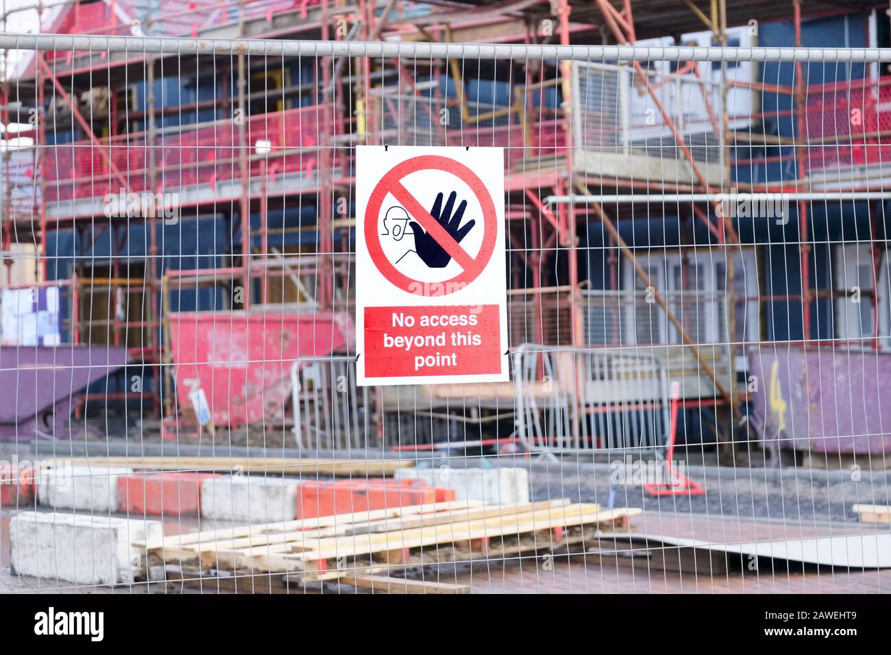No access health and safety sign at building construction site fence ...