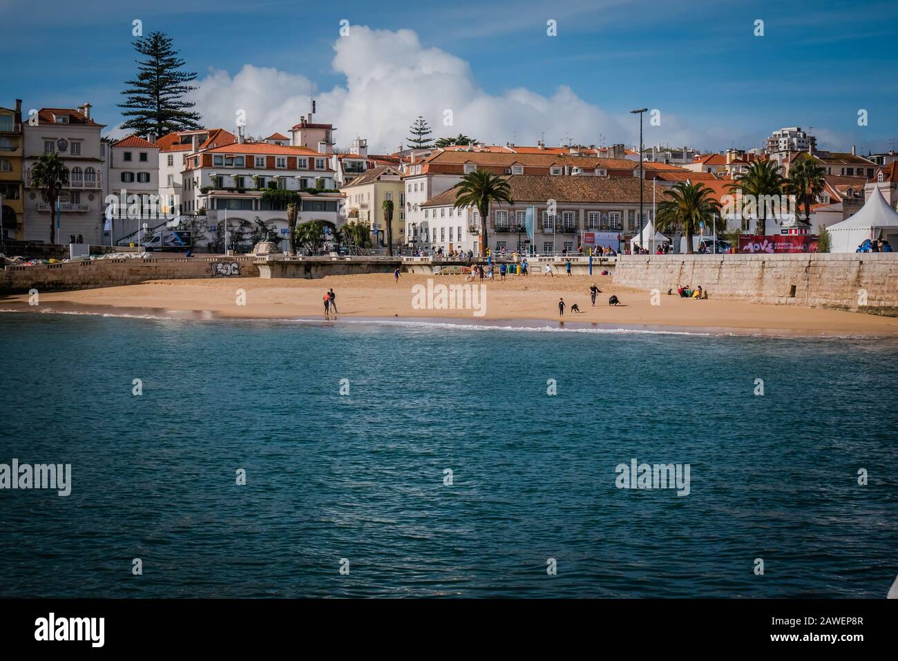 The Praia da Ribeira beach is the main beach in Cascais, that faces the ...