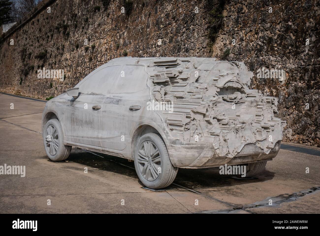 A concrete car outdoor art sculpture Stock Photo - Alamy