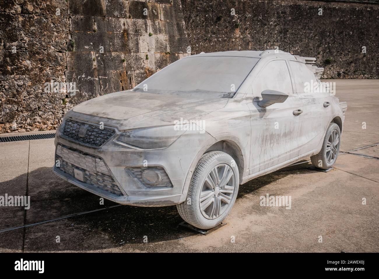 A concrete car outdoor art sculpture Stock Photo - Alamy