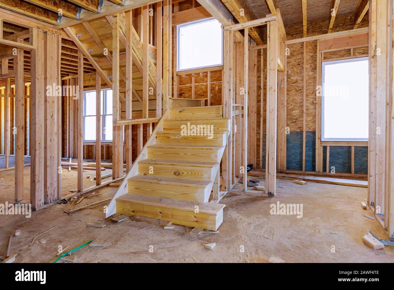 Framing beam of new house under construction home beam construction ...