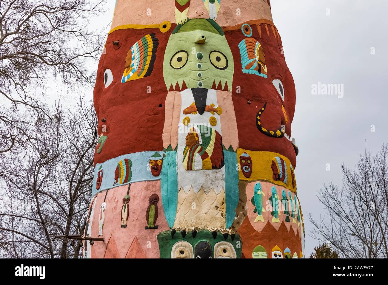 Ed Galloway's Totem Pole Park, filled with folk art totems with an ...
