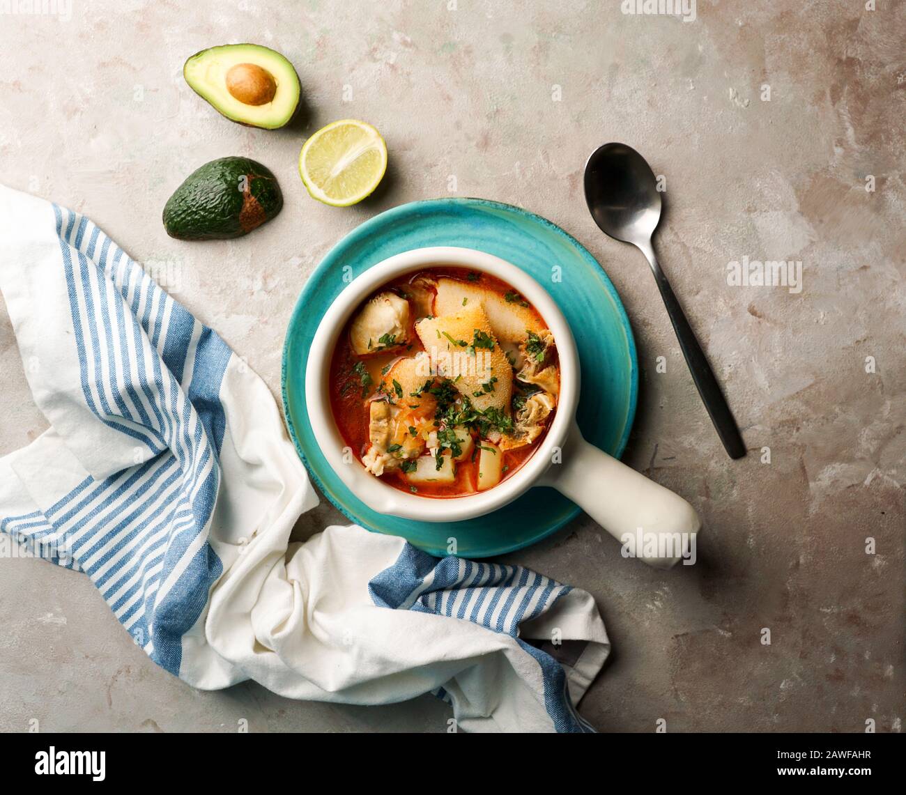 Sopa de mondongo, colombiano, Latin America dish, soup made from diced ...