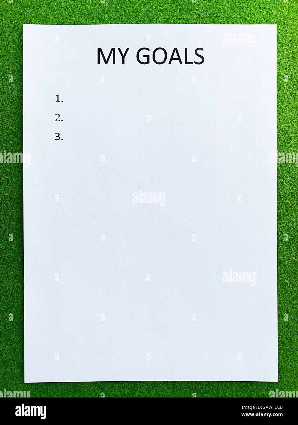 Document with title my goals, top view Stock Photo - Alamy