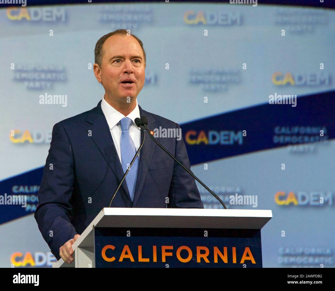 Long Beach, CA - Nov 16, 2019: Senator Adam Schiff speaking at the ...