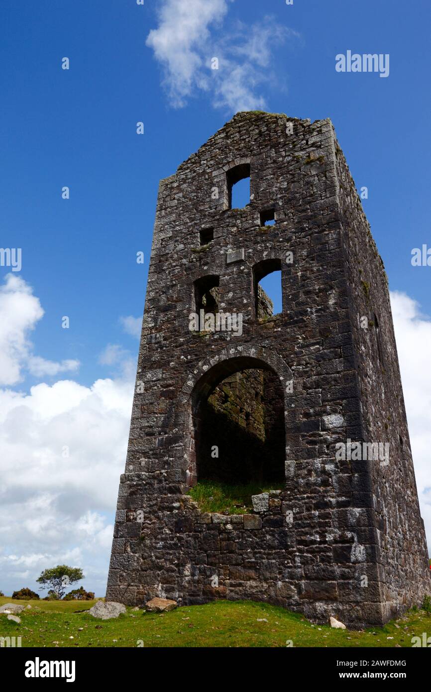 Wheal Jenkin Mine , Bellingham Shaft engine house , Caradon Hill , near ...