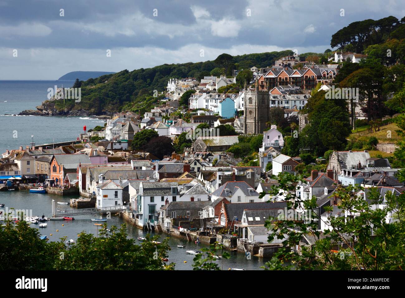 View along River Fowey and estuary from Hall Walk to Fowey,St Catherine ...