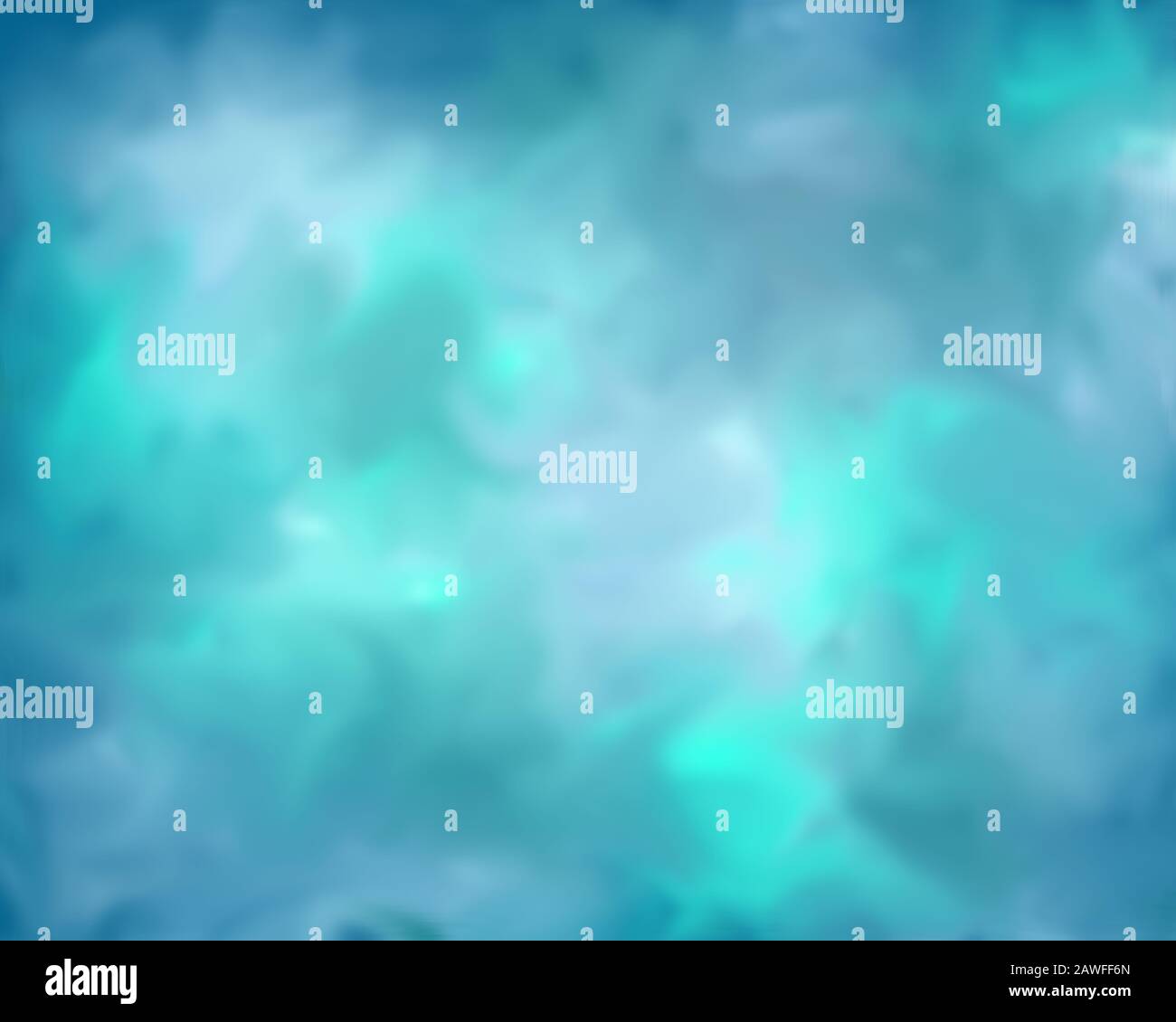 Abstract background has wispy colors of blues and white and turquoise ...