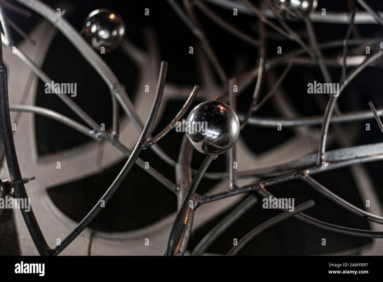 Beautiful lamps. Designer lights. Metal balls as an element of decor ...