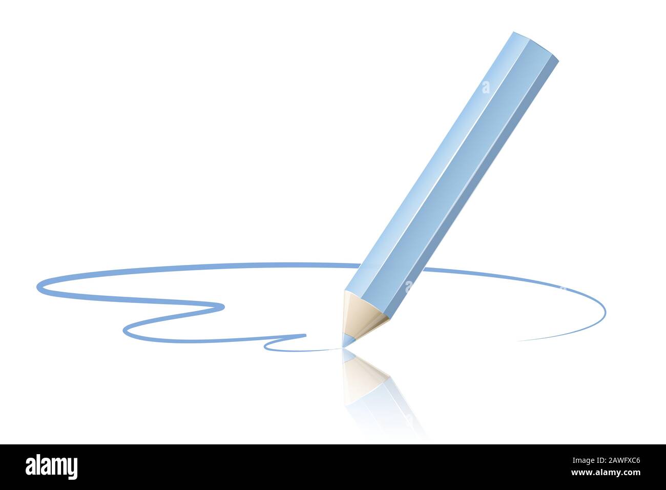 Pencil draws a line on a white isolated background Stock Vector Image ...