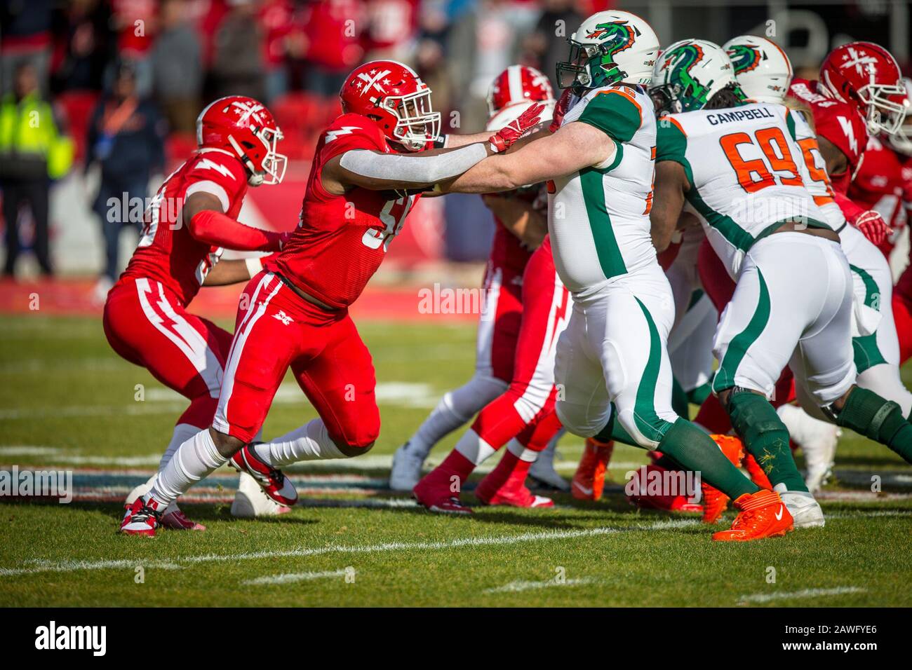 February 8, 2020: DC Defenders defensive end KeShun Freeman (56) is ...