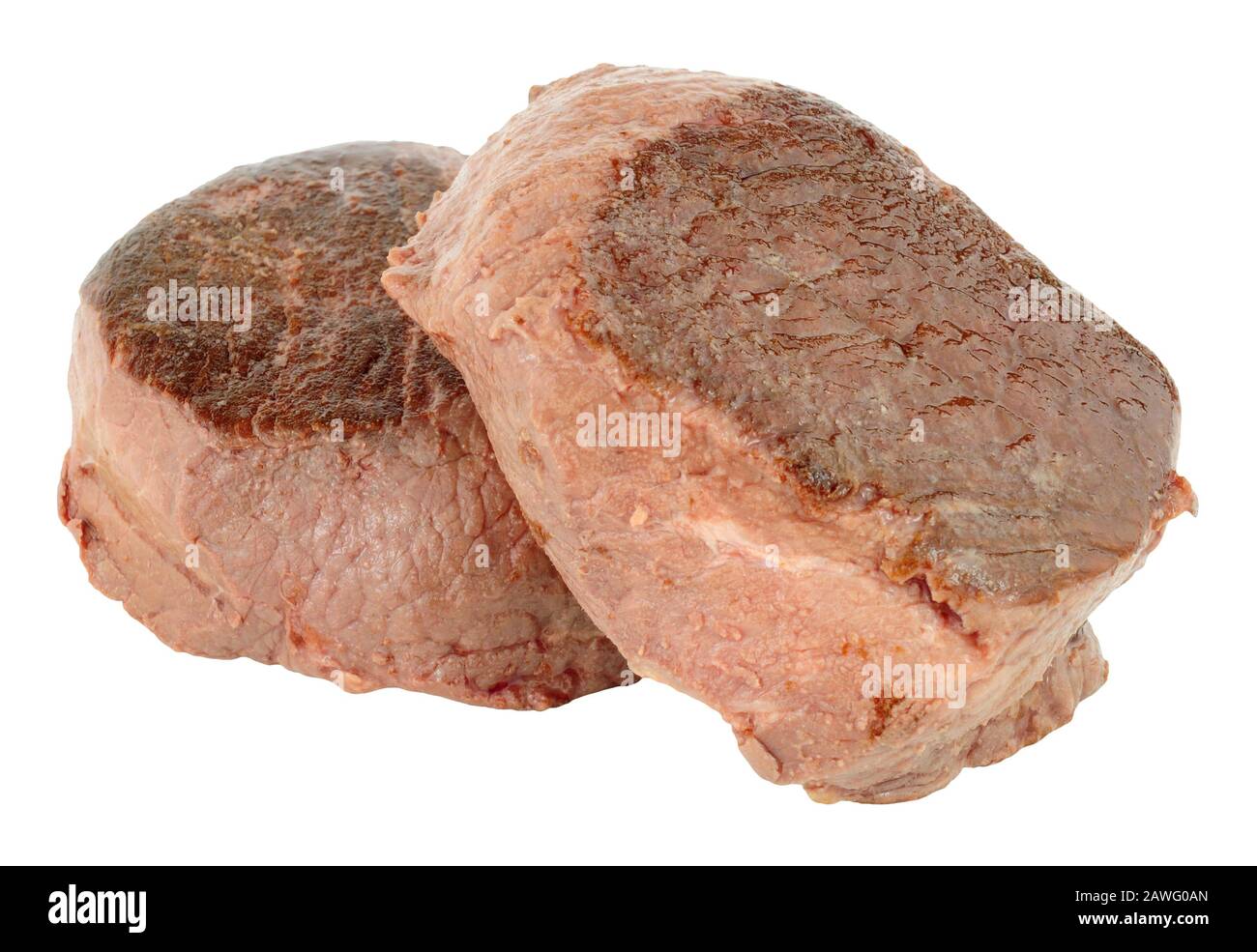 Two raw ostrich meat steaks isolated on a white background Stock Photo ...