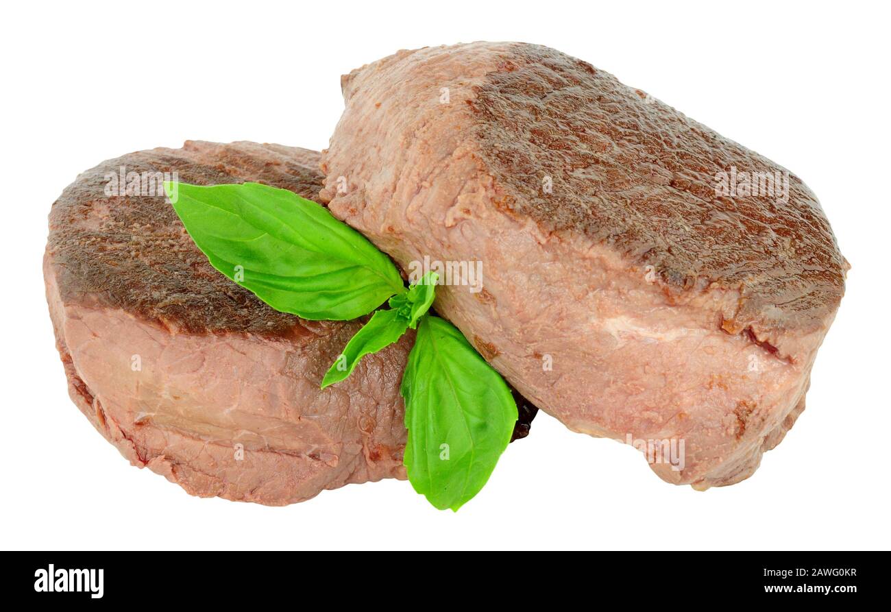Two raw ostrich meat steaks isolated on a white background Stock Photo ...