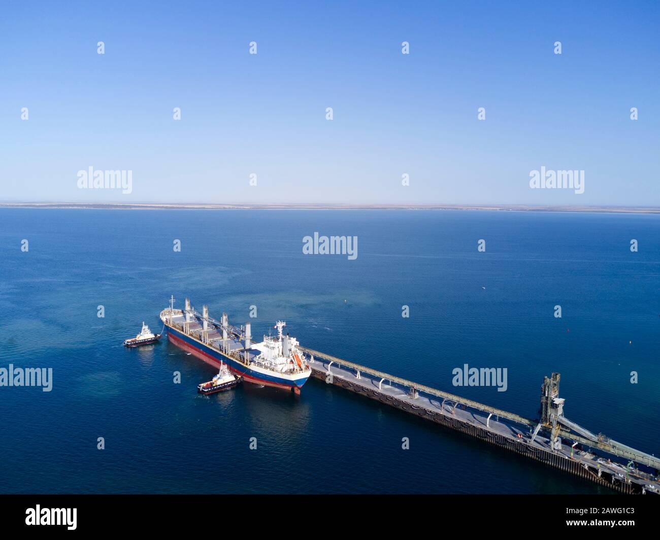 Bulk Carrier Ship berthing with tug assistance at Port Thevenard South ...
