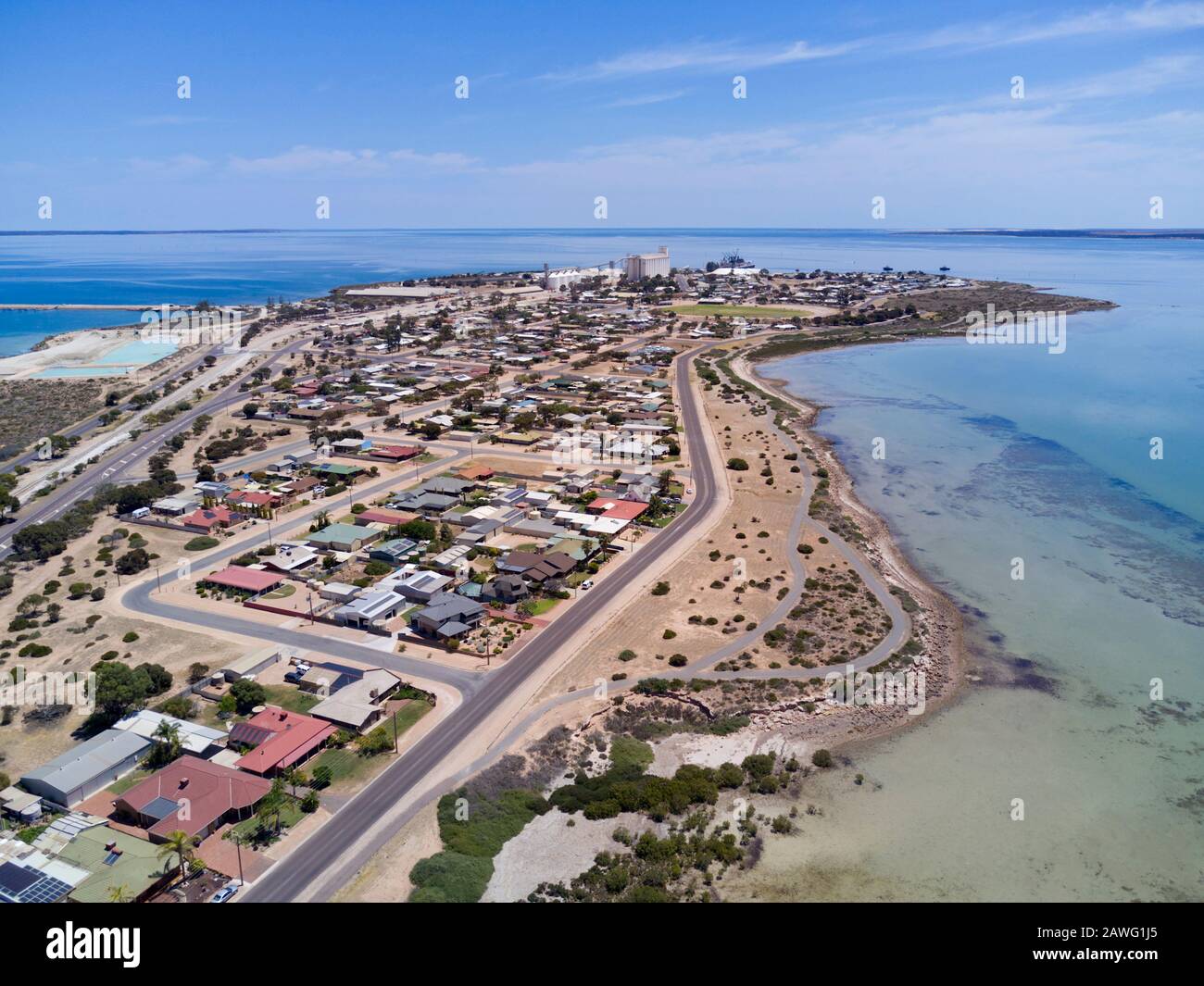 Aerial of the waterfront residential houses between Ceduna and Port ...