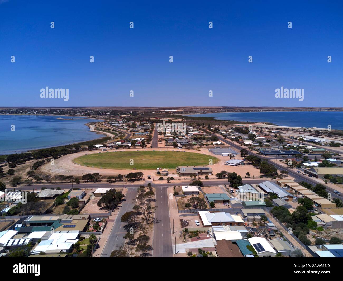 Aerial of the Thevenard Sports Club grounds at Port Thevenard Ceduna ...