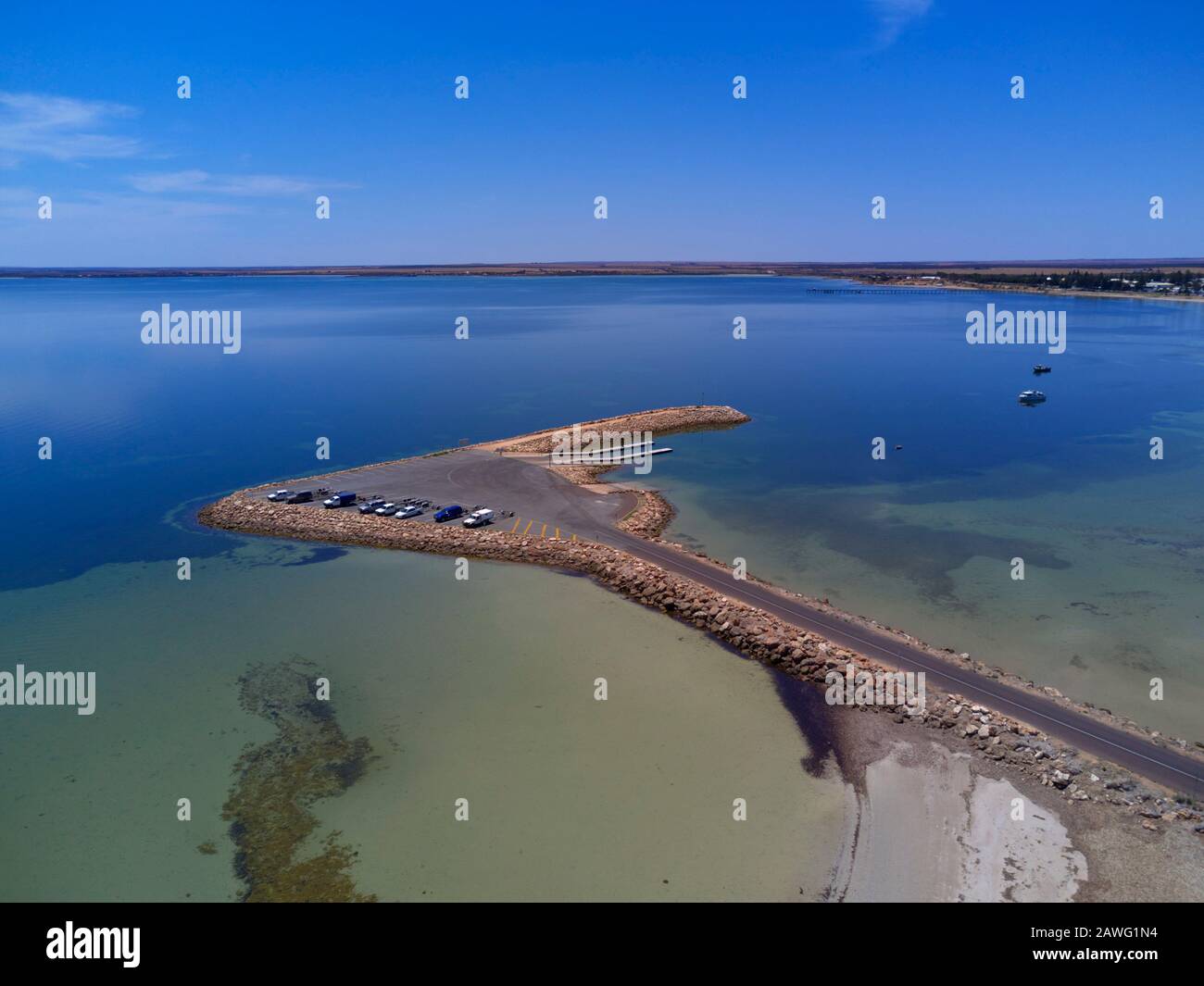 Aerial of boat ramp Thevenard Ceduna South Australia Stock Photo - Alamy