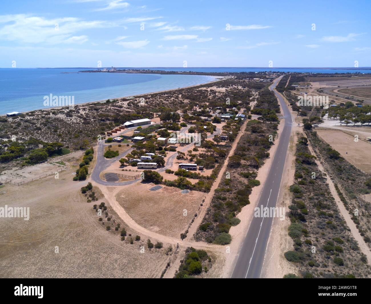 Aerial of Shelley Beach Caravan Park Ceduna South Australia Stock Photo ...