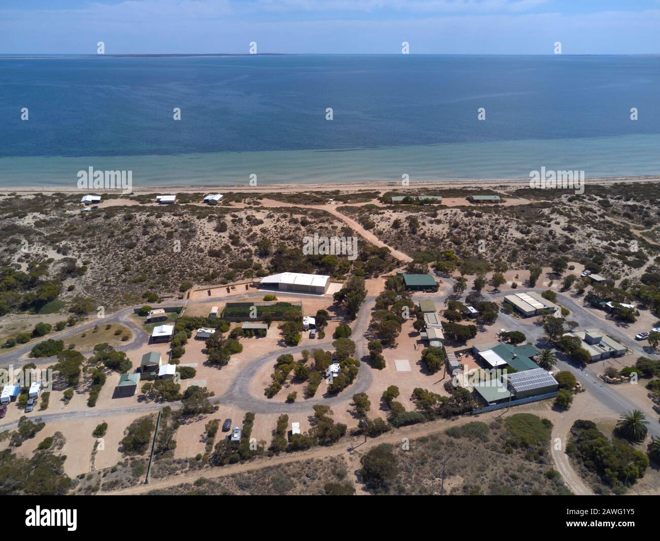 Aerial of Shelley Beach Caravan Park Ceduna South Australia Stock Photo ...