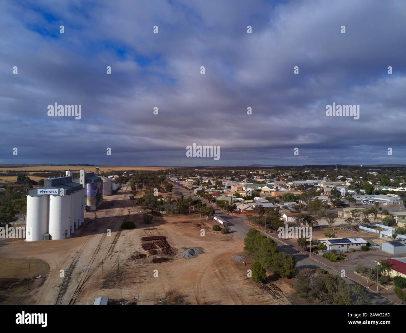 Aerial of the service town of Kimba Eyre Peninsula South Australia ...
